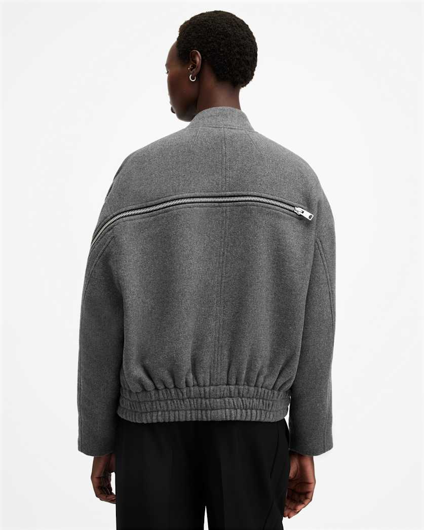 Hackney Bomber Jacket Grey | ALLSAINTS